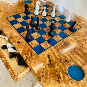 Custom Chess Table, Accent Epoxy Tables, Handmade Chess Table Board ...