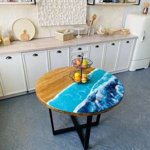 Round Oak Wood Table Custom River Table Round Dining Tables - Etsy