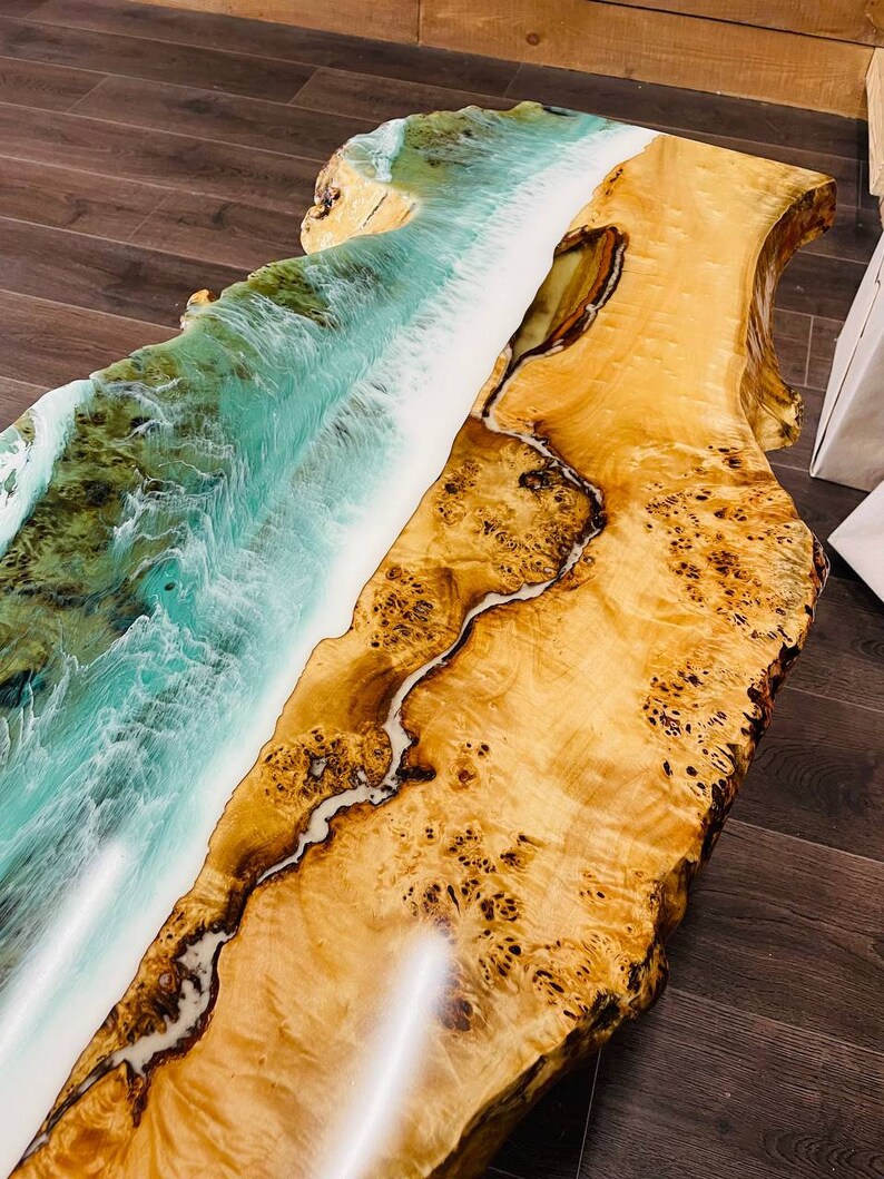 Maple Ocean Coffee Table Ocean Epoxy Coffee Table Live Edge - Etsy