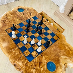 Custom Epoxy Chess Table, Epoxy Ches Tables, Handmade Chess Board ...