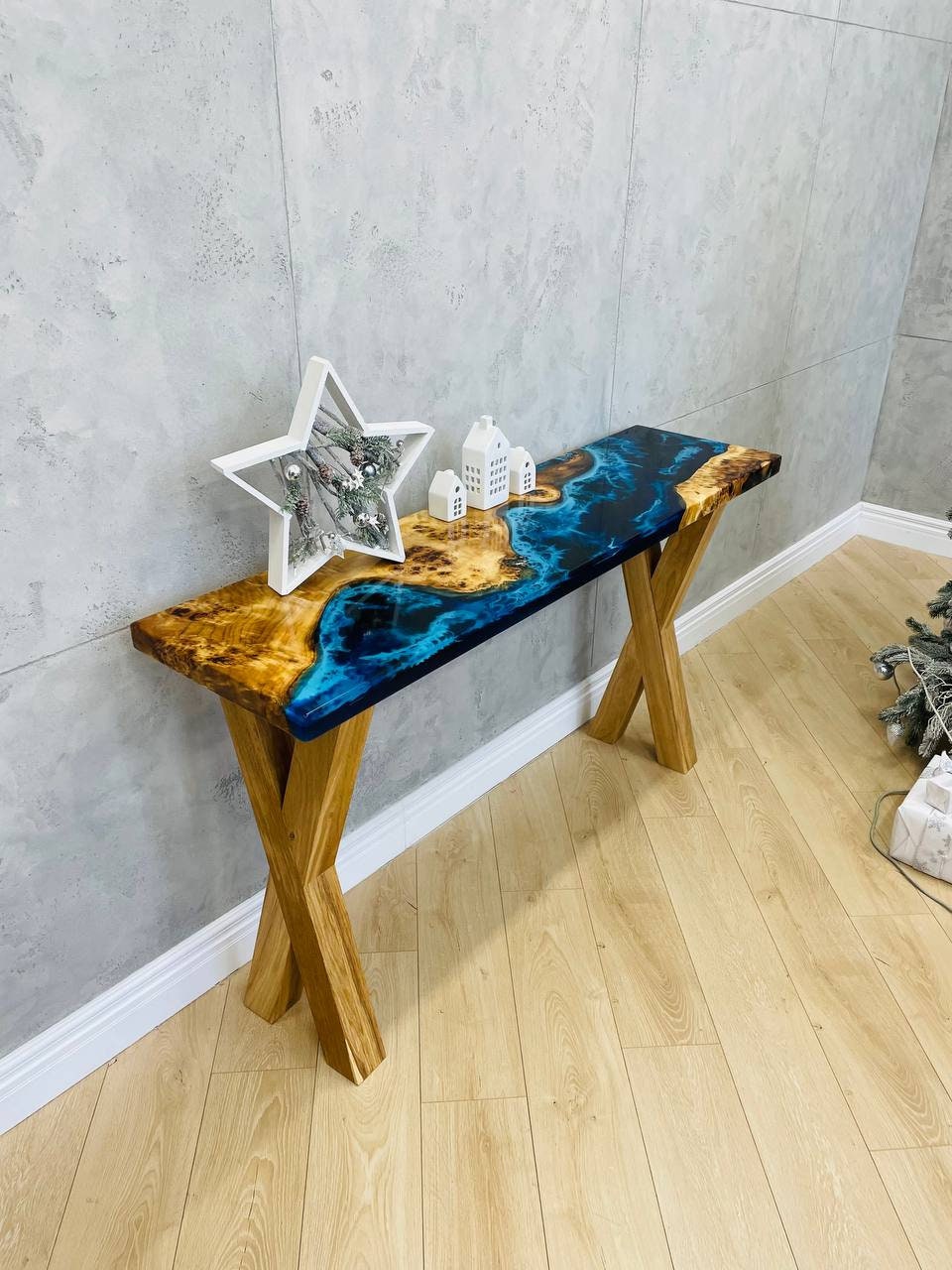 Epoxy Resin Console Table, Epoxy Console Table, Wood Narrow Console ...