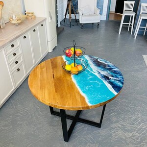 Round Oak Wood Table Custom River Table Round Dining Tables - Etsy