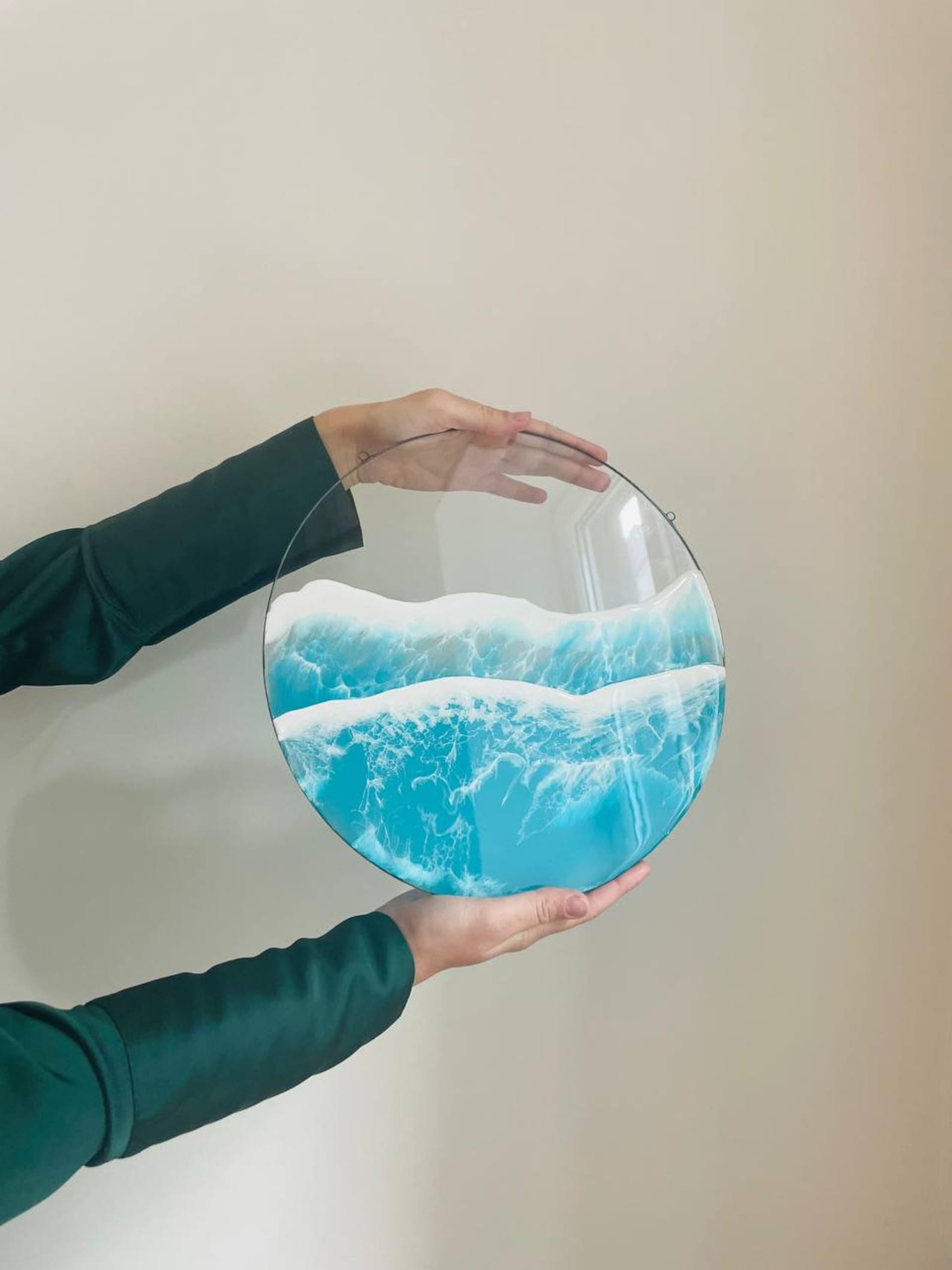 Epoxy Resin Sea Wave Beach Wall Art for Home Decor Round - Etsy
