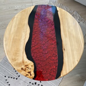 Red Round Epoxy River Table, Round Coffee Table, Wooden Round Table ...