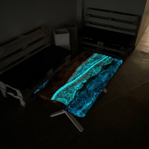 Fluorescent Epoxy Resin Table Poplar Ocean Blue Table Luxury - Etsy