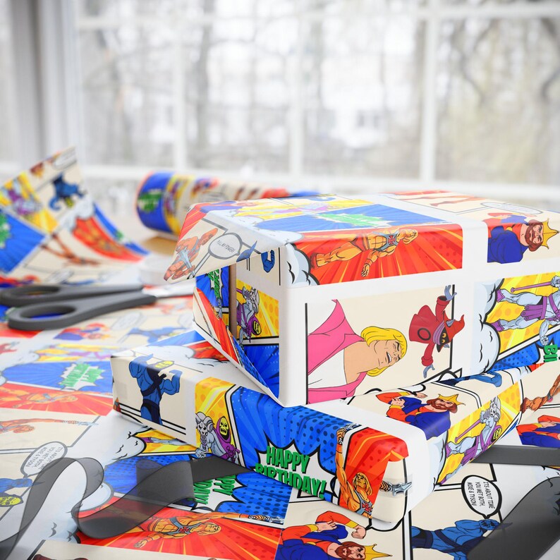Fun He-man Wrapping Paper, Skeletor, White, Colorful Gift Wrap, Custom ...