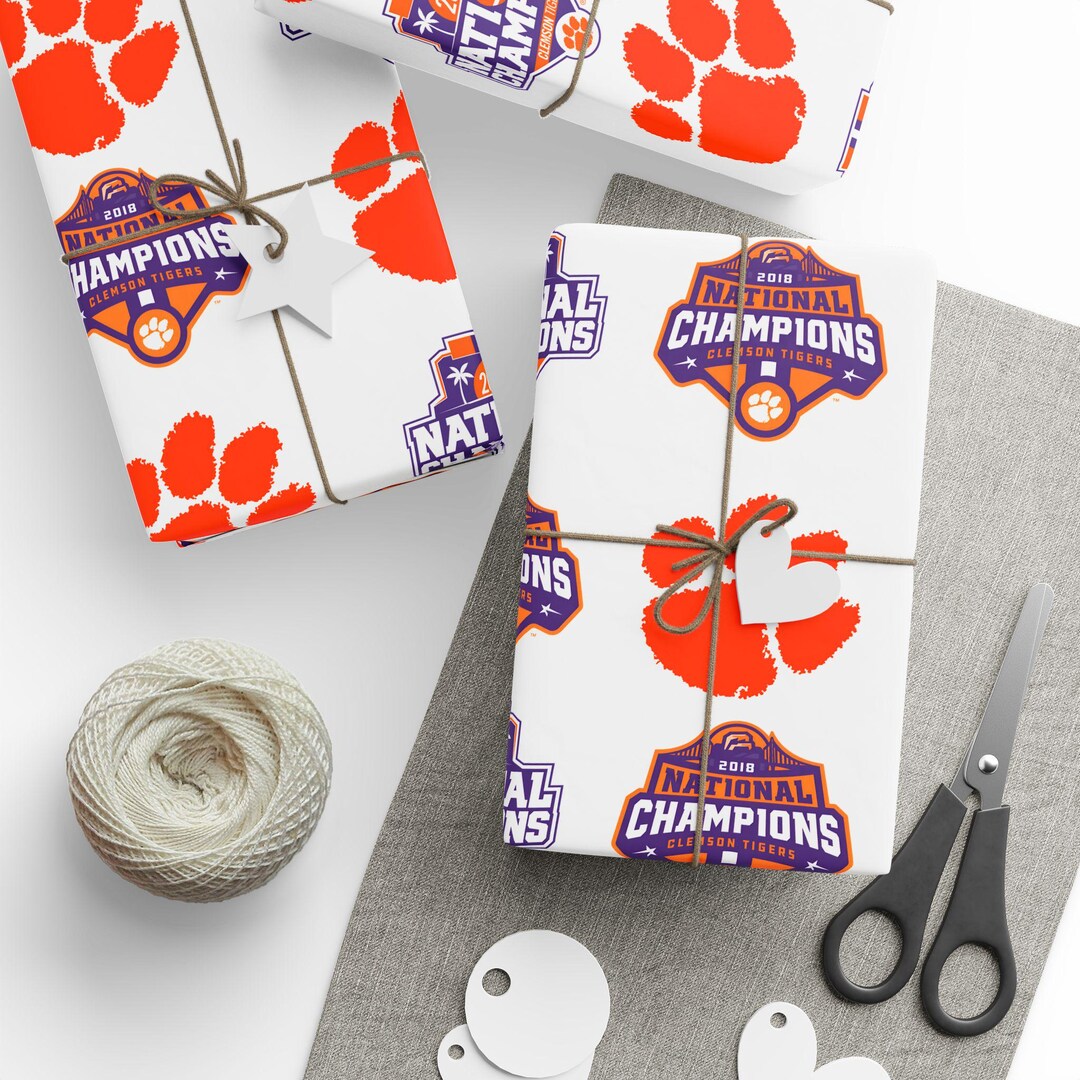Clemson Tigers Wrapping Paper, White, Colorful Gift Wrap, Custom Gift ...
