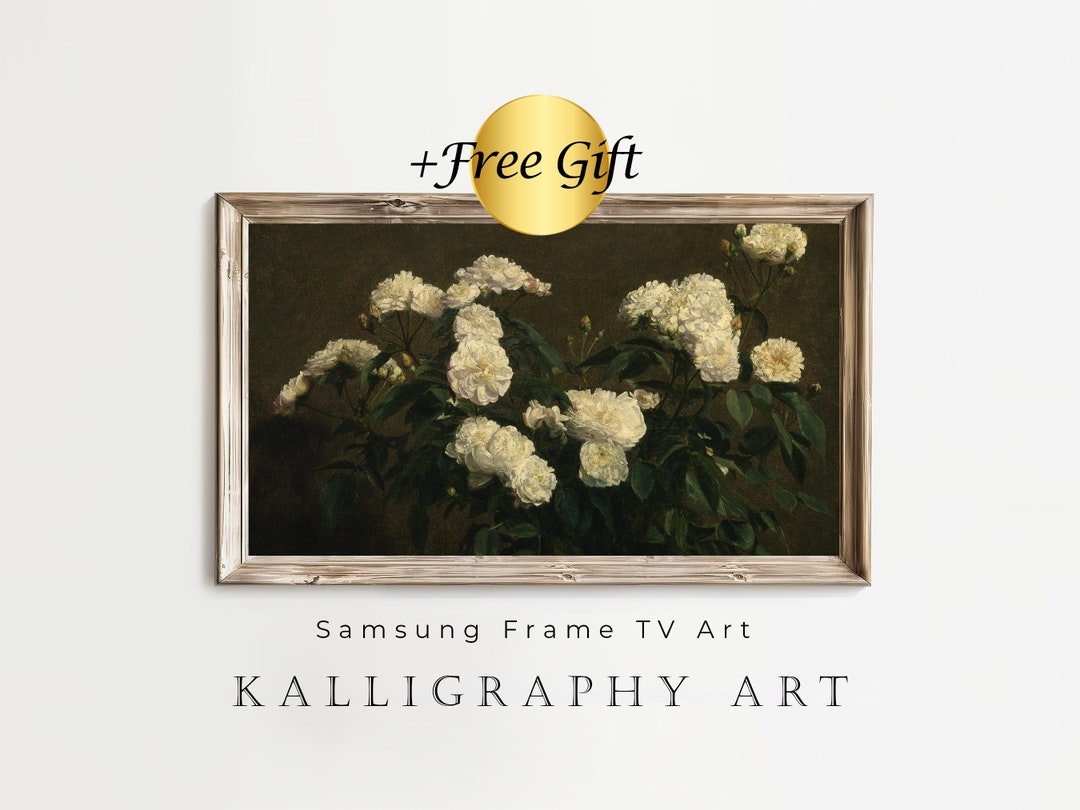 Frame TV Art White Rose Bouquet TV Kunst-Vintage Ölgemälde, moderne ...