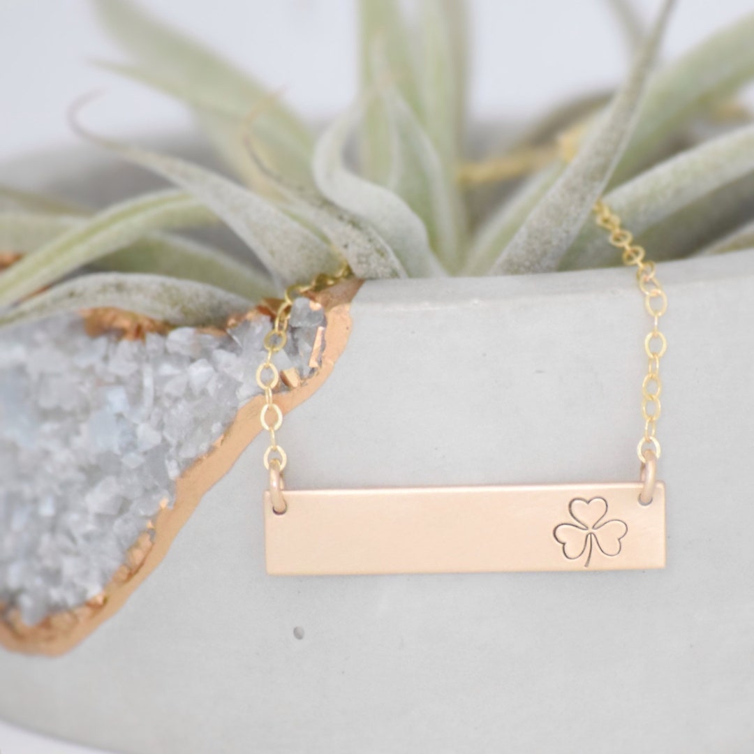 Gold Filled Three Leaf Clover Bar Necklace: St. Patrick's Day Gift - Etsy