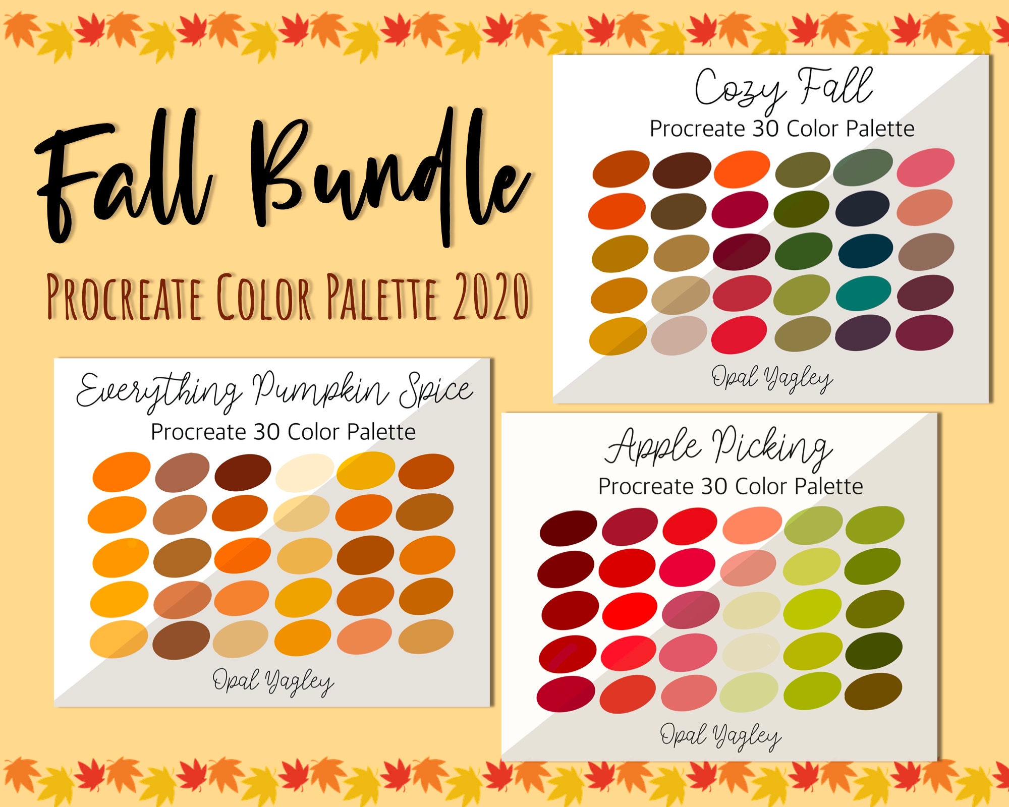 90 Fall Colors for Procreate/ Autumn Colour Palette Bundle / Procreate ...