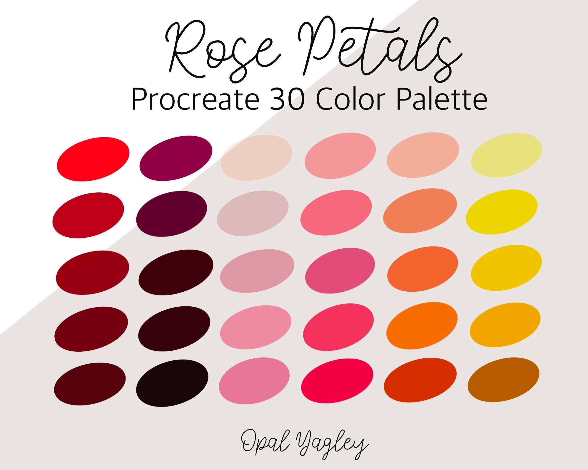 Rose Petals Procreate Color Palette / 30 Roses Colors / Wedding Flowers ...