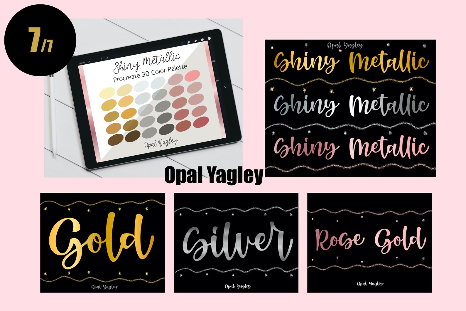 Glitter & Gold Procreate Brushes and Procreate Color Palette Bundle ...