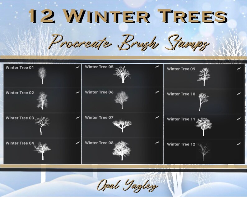 Winter Tree Brush Procreate / Leafless Tree Stamps/ Fall Tree Procreate ...