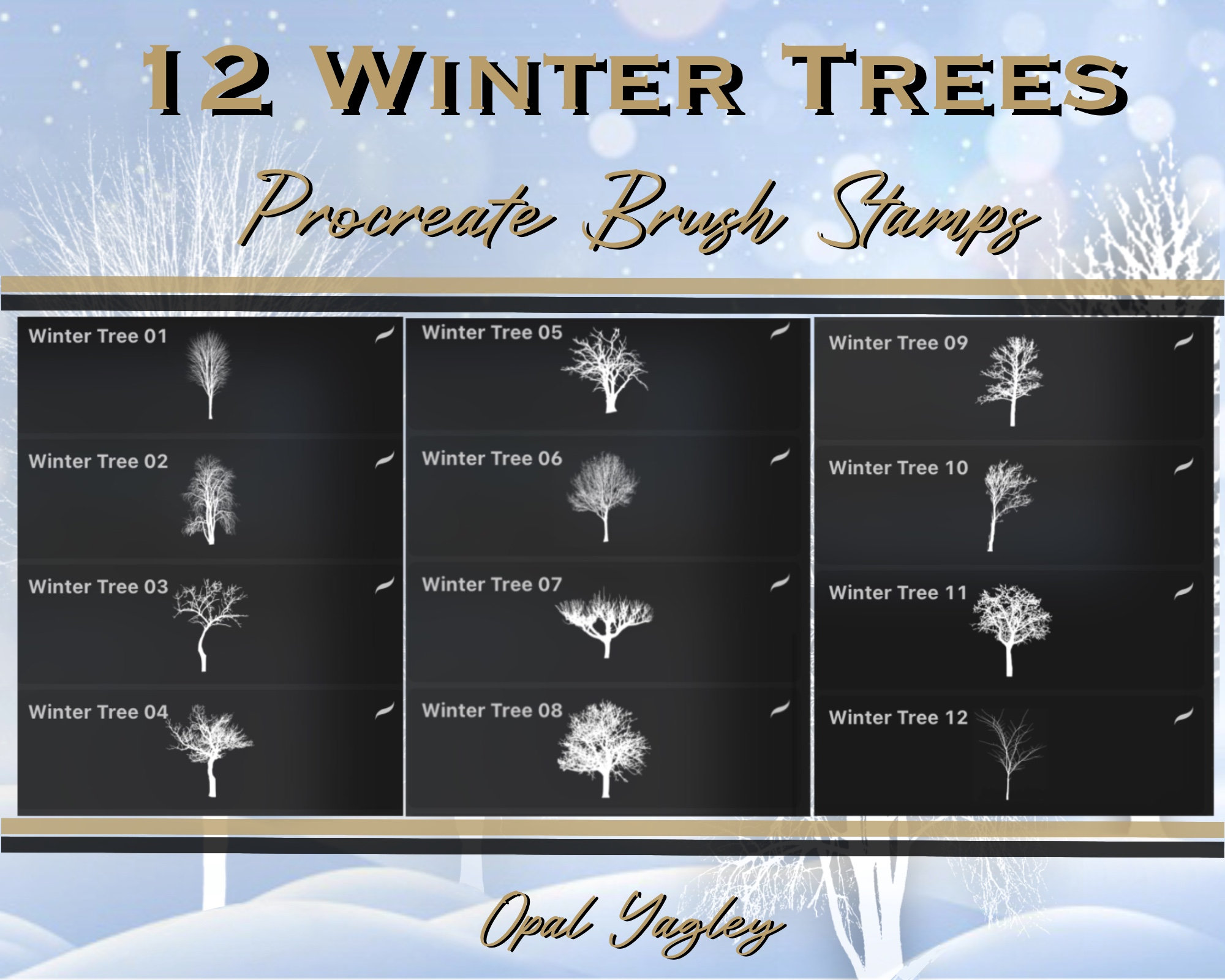 Winter Tree Brush Procreate / Leafless Tree Stamps/ Fall Tree Procreate ...