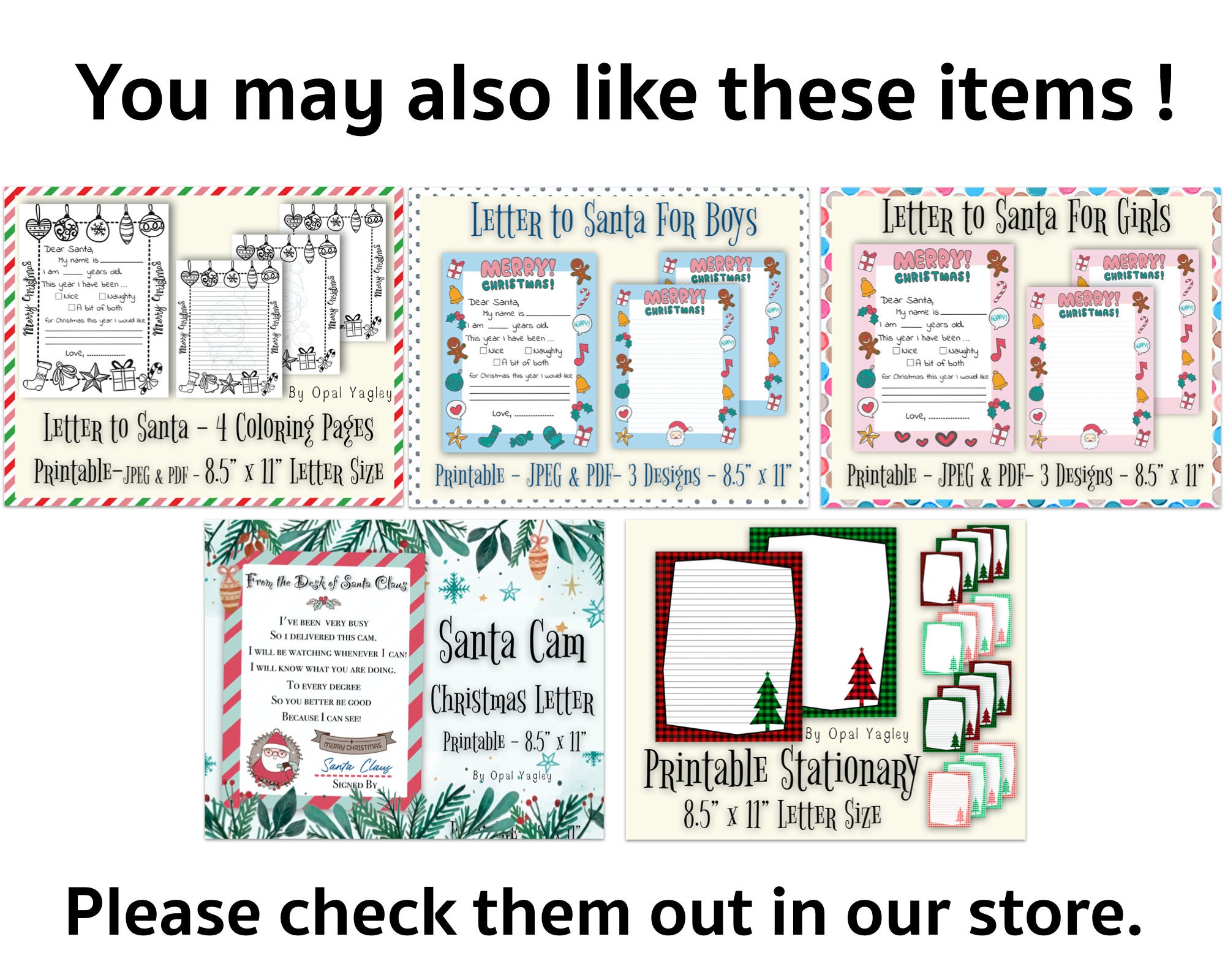 Santa Cam Letter 8.5 X11 letter Size Note for XMAS Ornament / Santa Cam ...