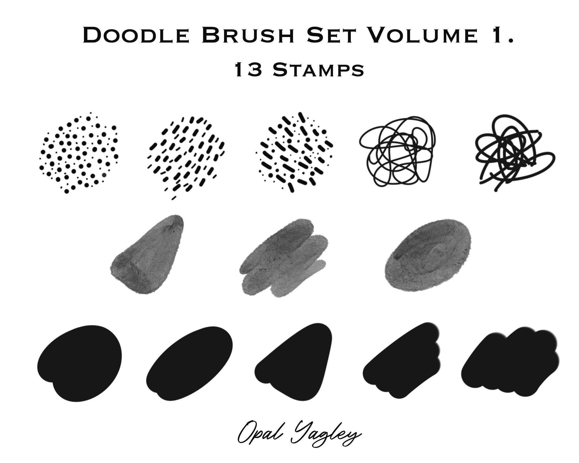 Procreate Doodle Pinsel Set / 13 handgezeichnete Briefmarken / Volumen ...