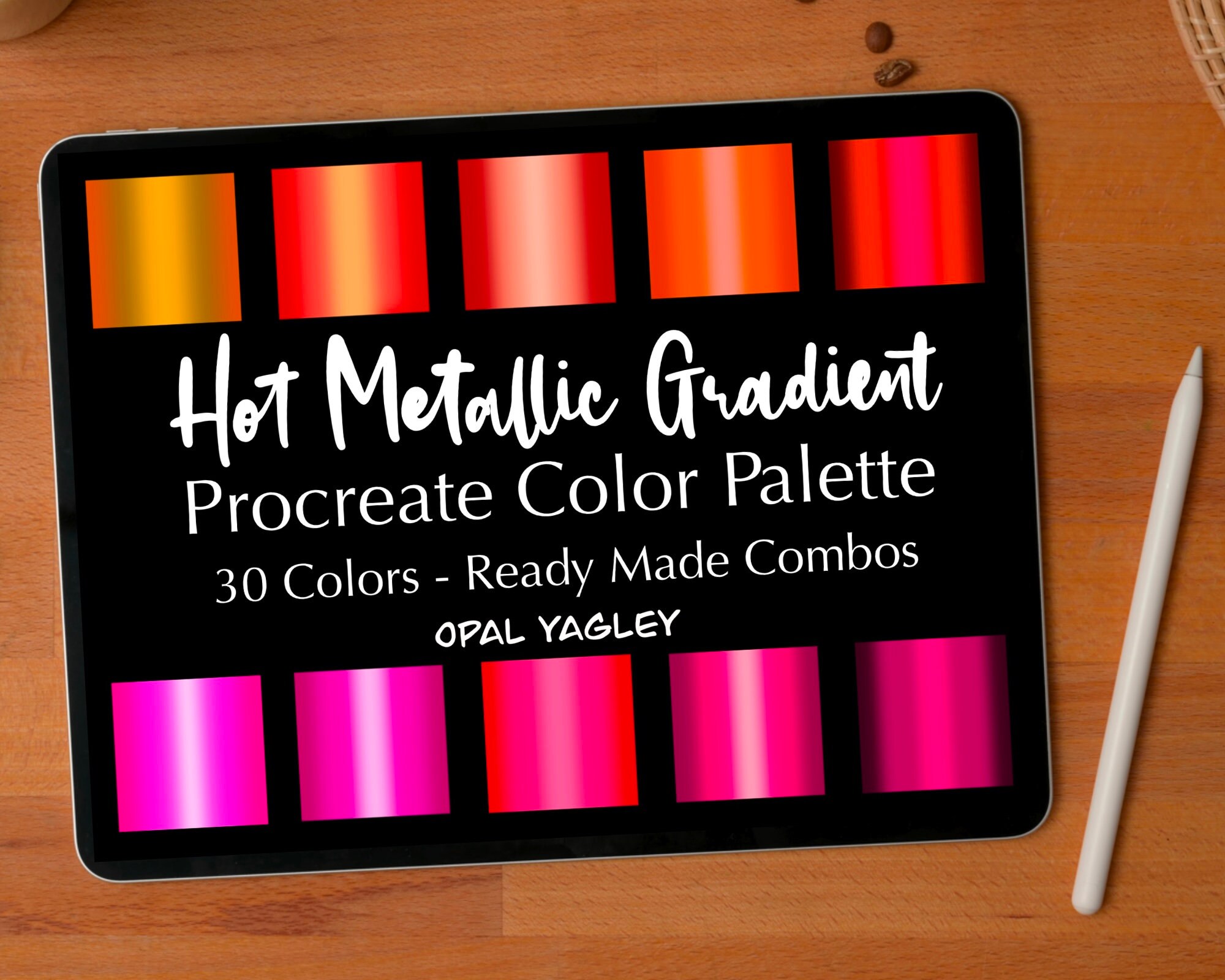 Procreate Color Palette - Hot Metallic Gradients - Warm Tone Pink Red ...