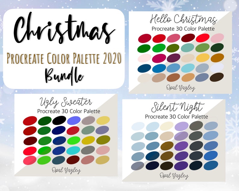 90 Christmas Procreate Color Palette Bundle/ XMAS Digital Color Swatches/ Procreate Tool/ iPad ...