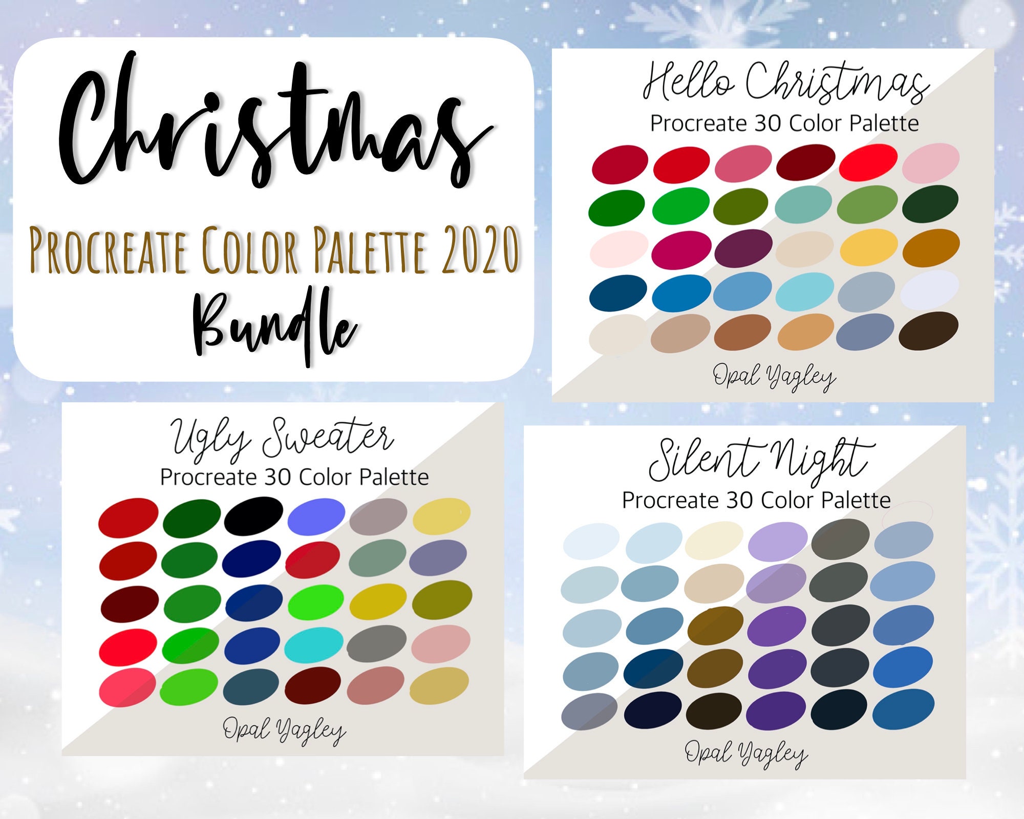 90 Christmas Procreate Color Palette Bundle/ XMAS Digital Color ...