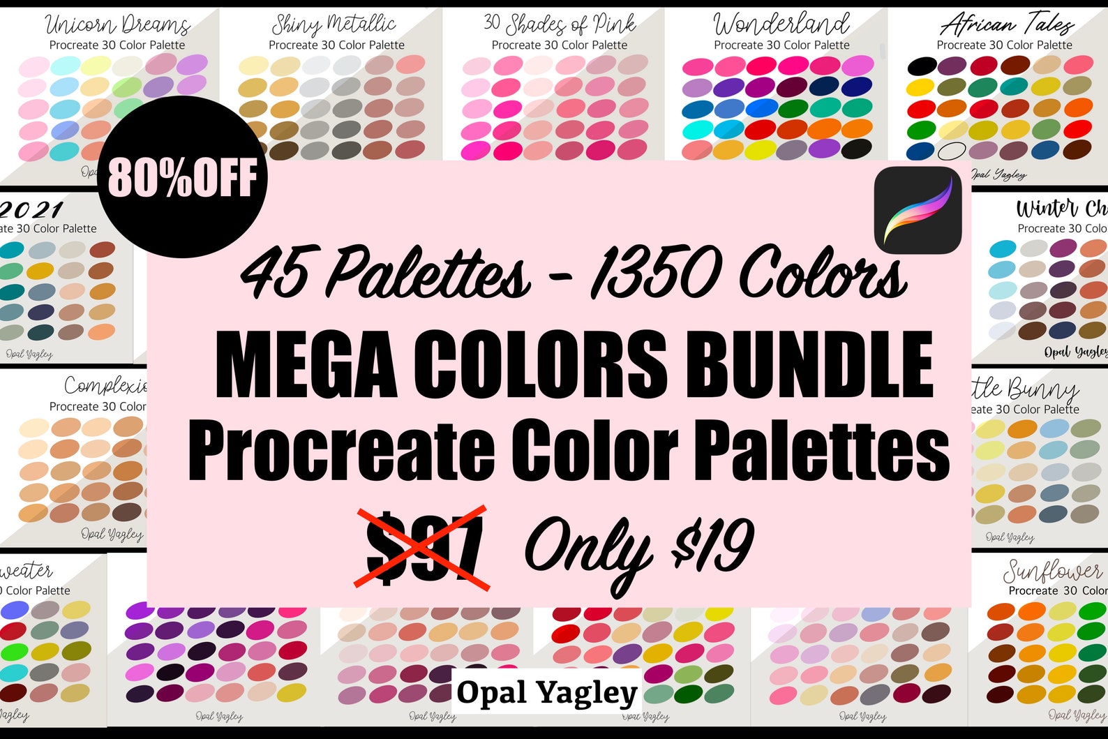 30 Shades of Pink/ 30 Color Palette for Procreate/ Pink Color Palette ...