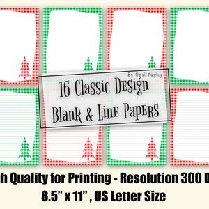 Printable Christmas Stationery/ Red and Green Check Pattern Christmas ...