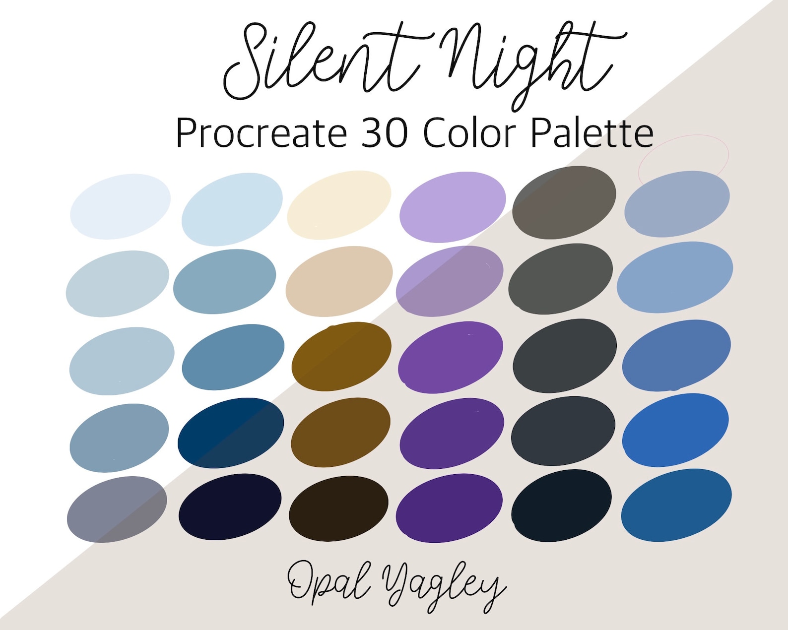 Silent Night/ 30 Color Palette for Procreate/ Dark Blue Gold Color ...