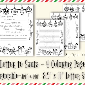 Letter to Santa Printable Coloring Pages Printables / 4 Designs / Dear ...