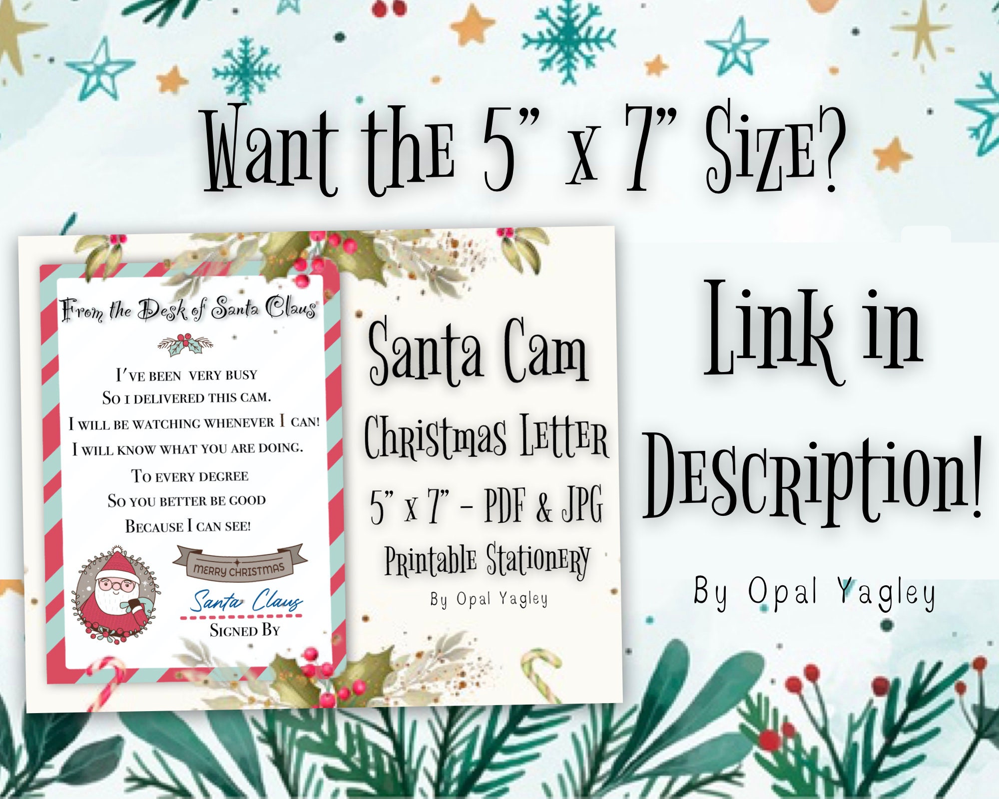 Santa Cam Letter -8.5 X11" -letter Size - Note for XMAS Ornament ...