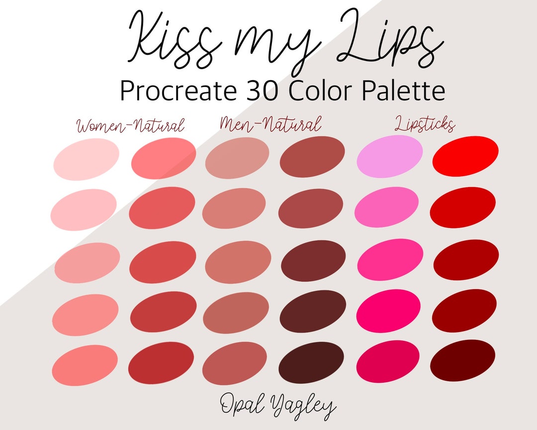 Kiss My Lips Procreate Color Palette / Natural Lips Colors /men Lips ...