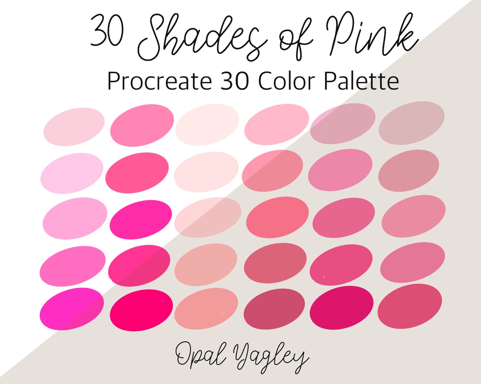 30 Shades of Pink/ 30 Color Palette for Procreate/ Pink Color Palette ...