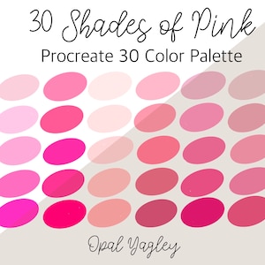 30 Shades of Pink/ 30 Color Palette for Procreate/ Pink Color Palette ...