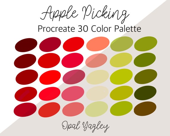 Apple Picking Procreate Color Palette 30 Apple Colors red | Etsy