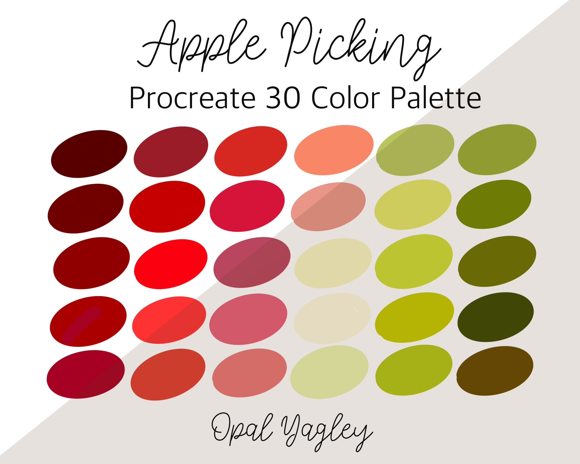 Apple Picking Procreate Color Palette - 30 Apple Colors -red Apple ...