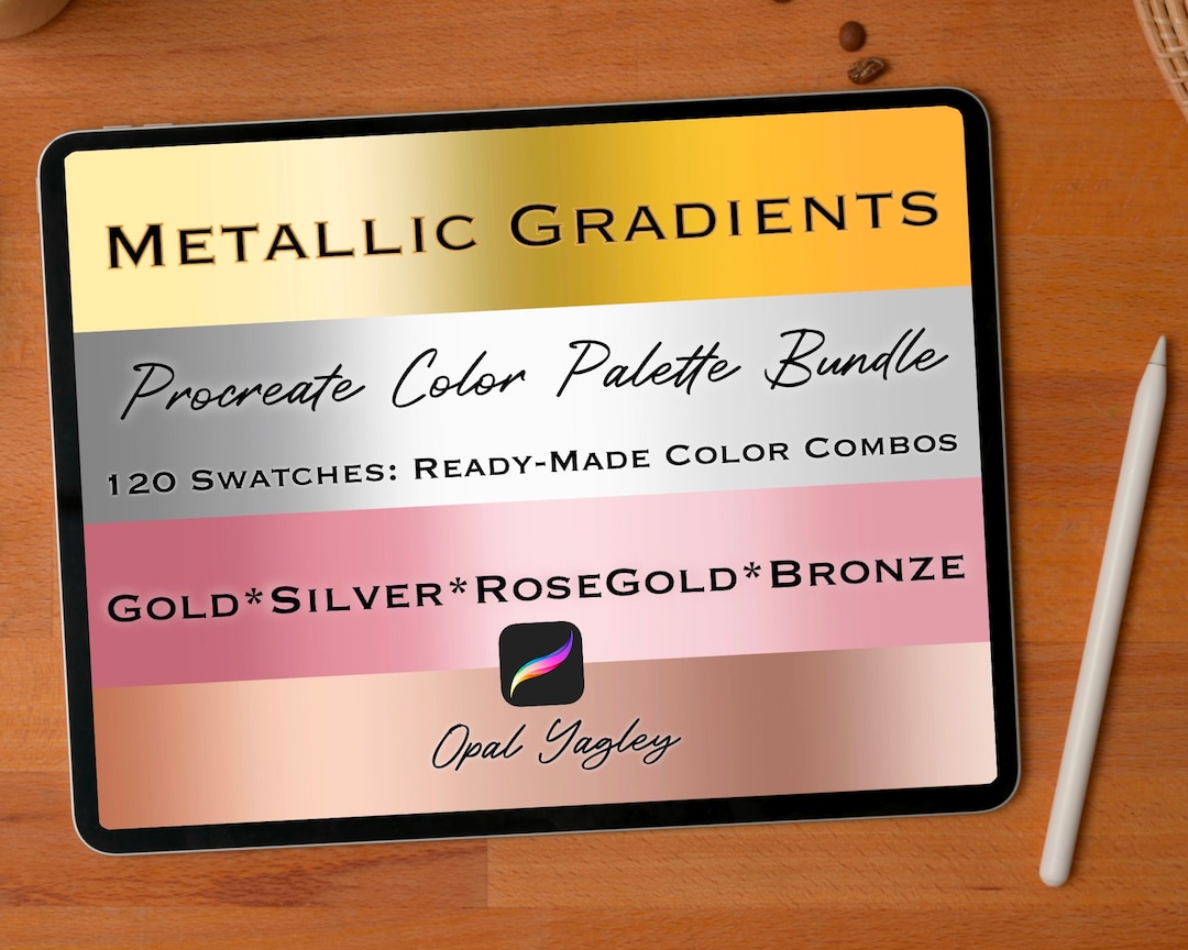 Metallic Color Palettes Bundle / 120 Metal Gradient Procreate Color ...