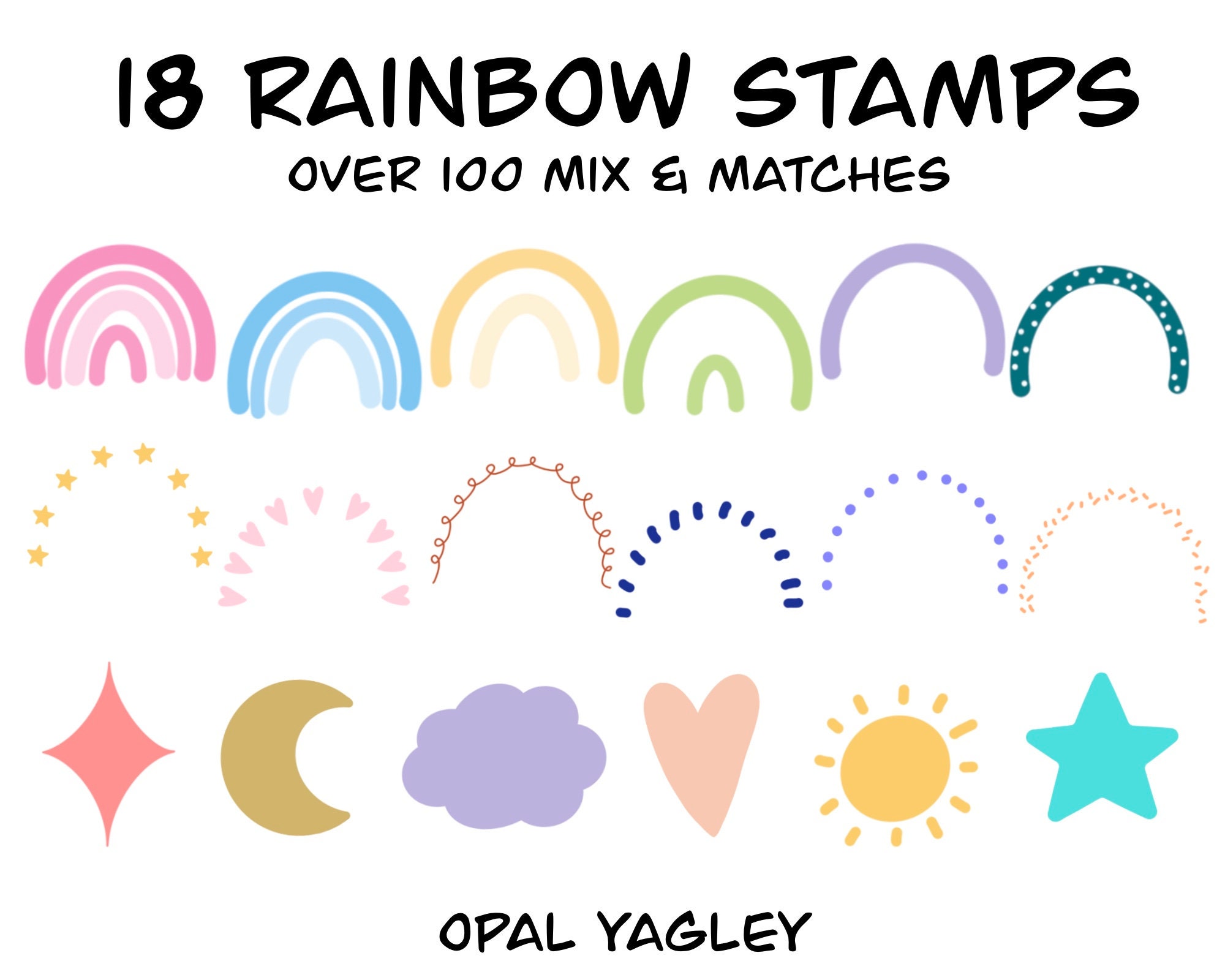 Rainbow Procreate Stamps / Doodle Procreate Brushes / Abstract Boho ...
