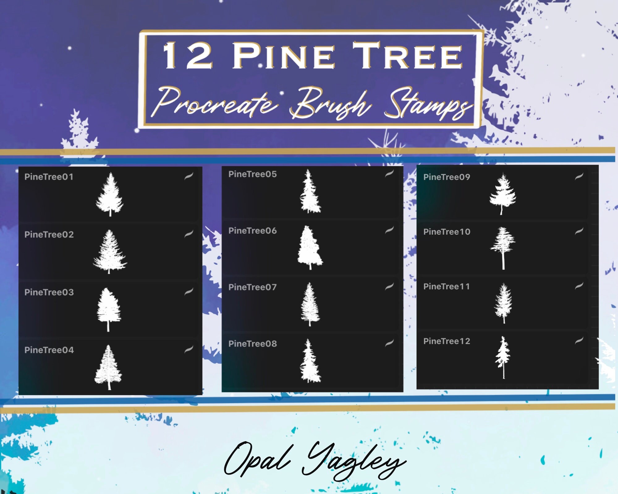 12 Pine Tree Brush Procreate/ Pine Tree Stamps/ Christmas Tree Brush ...