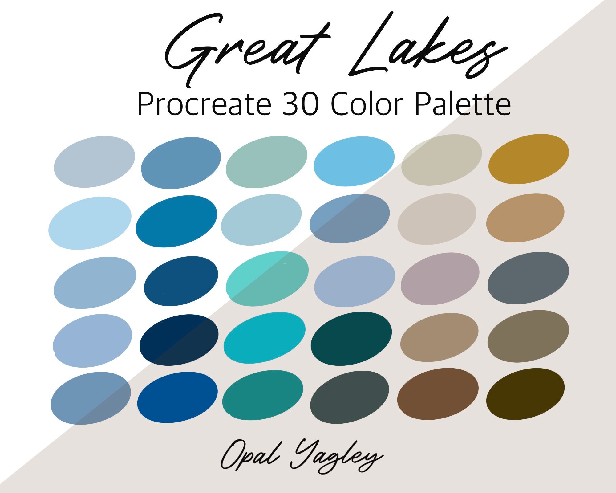 Great Lakes/ 30 Procreate Color Palette / Blue Gold Sand Color Palette ...