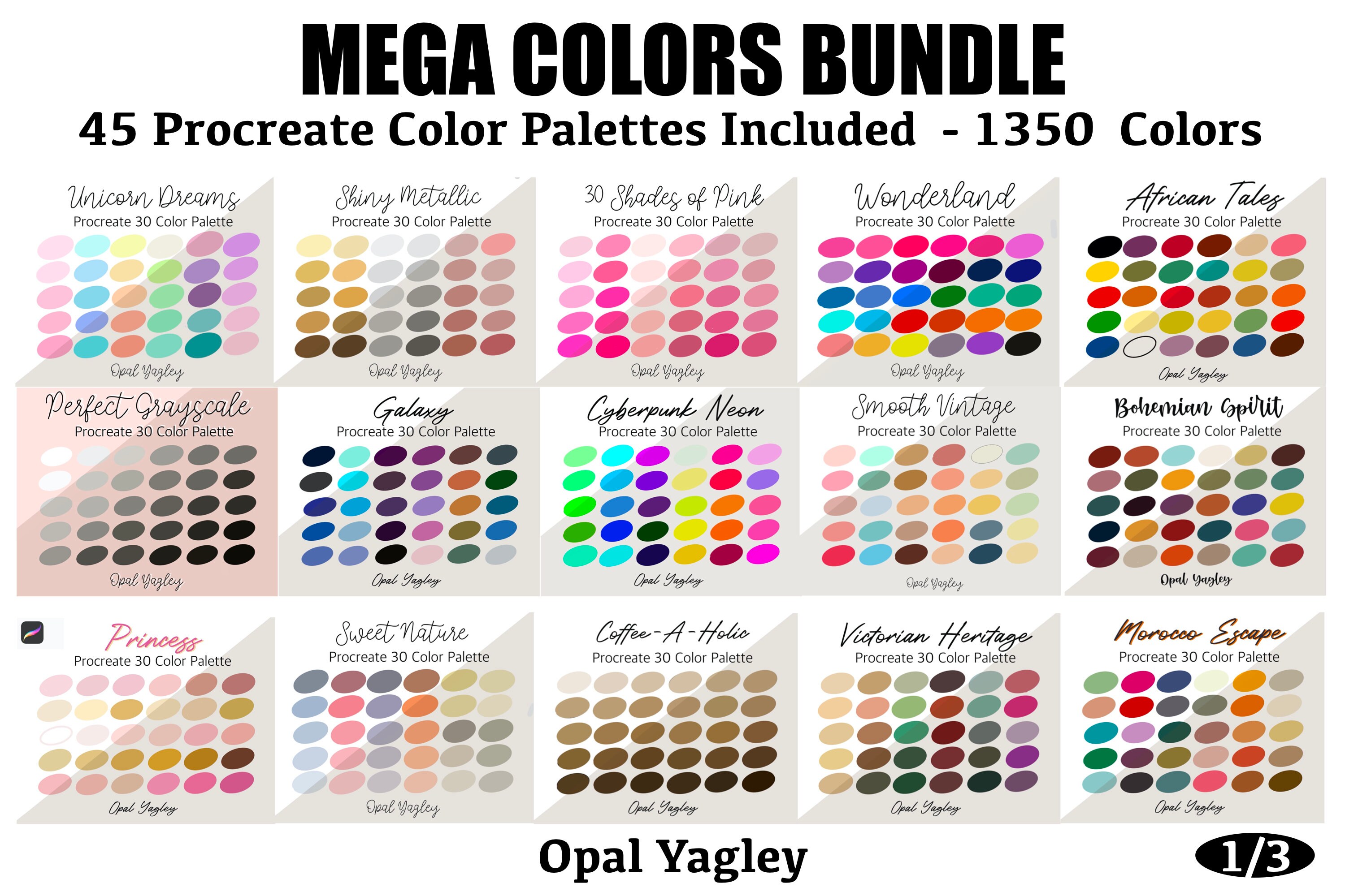Procreate Color Palettes Procreate Color Swatches Mega Colors Bundle ...
