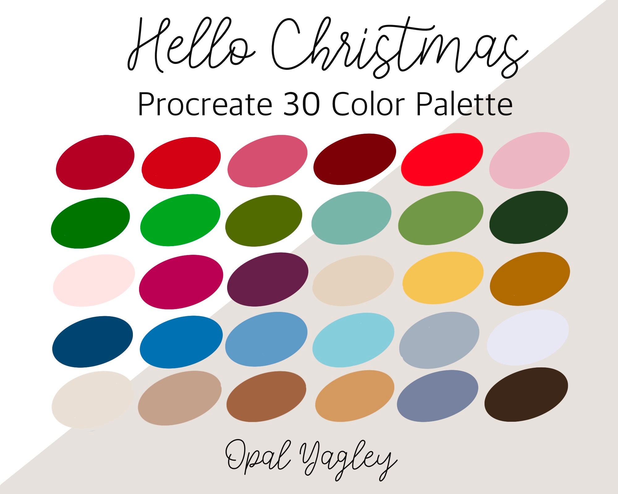 Hello Christmas / 30 Color Palette for Procreate / Festive Color ...
