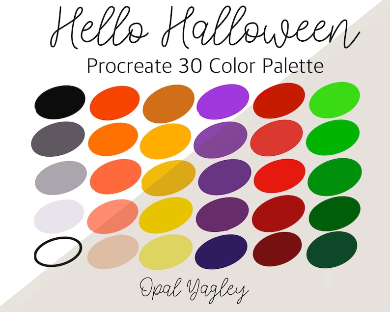 Hello Halloween/ 30 Color Palette for Procreate/ Festive Color Palette ...