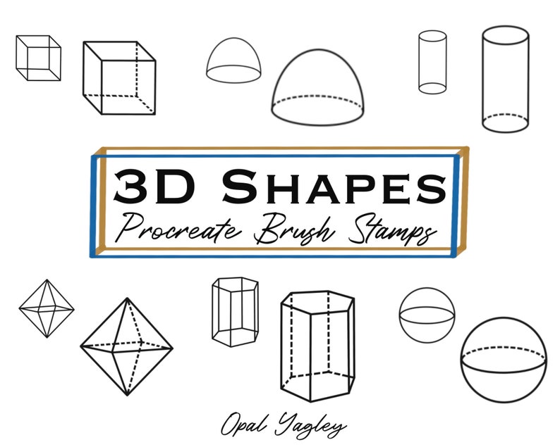 3D Geometric Shapes Brush Stamps for Procreate/ 28 Shape Stamps/ 14 ...