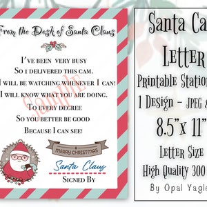Santa Cam Letter -8.5 X11" -letter Size - Note for XMAS Ornament ...