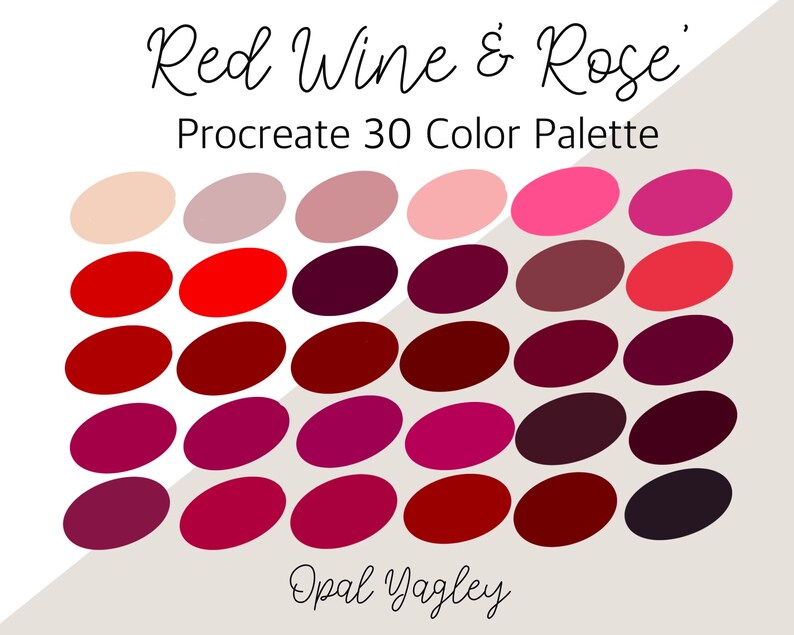 Red Wine And Rose 30 Procreate Color Palette Red Color Palette Color