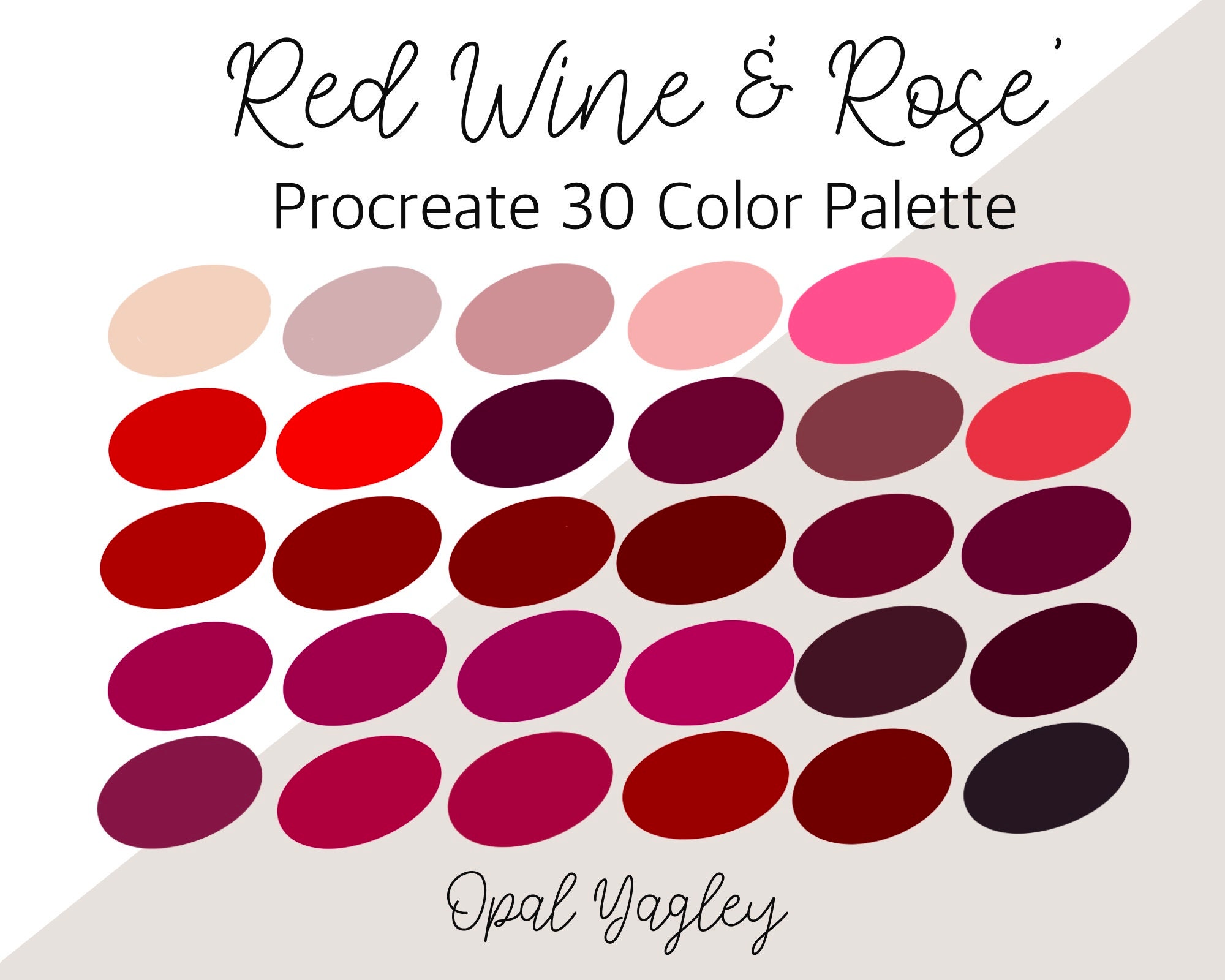 Red Wine & Rose'/ 30 Procreate Color Palette / Red Color Palette/ Color ...