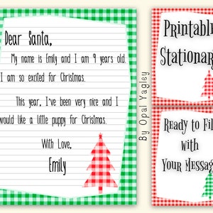 Printable Christmas Stationery/ Red and Green Check Pattern Christmas ...