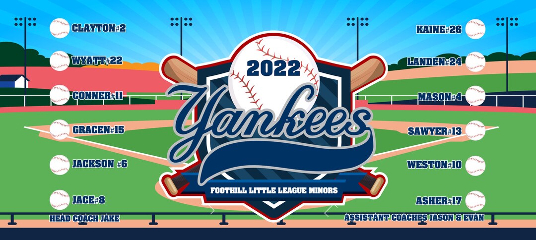 Yankees Baseball Team Banner: Custom Vinyl T-ball, Softball - Etsy