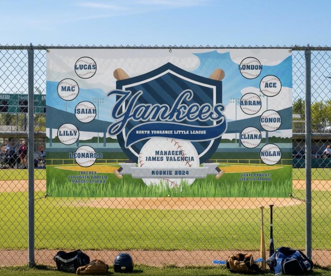 Custom Yankees Baseball Team Vinyl Banner: T-ball & Softball - Etsy