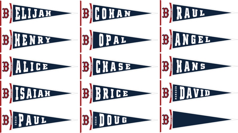 Custom Baseball Team Vinyl Pennants: Personalized Sports Banner Cutouts ...