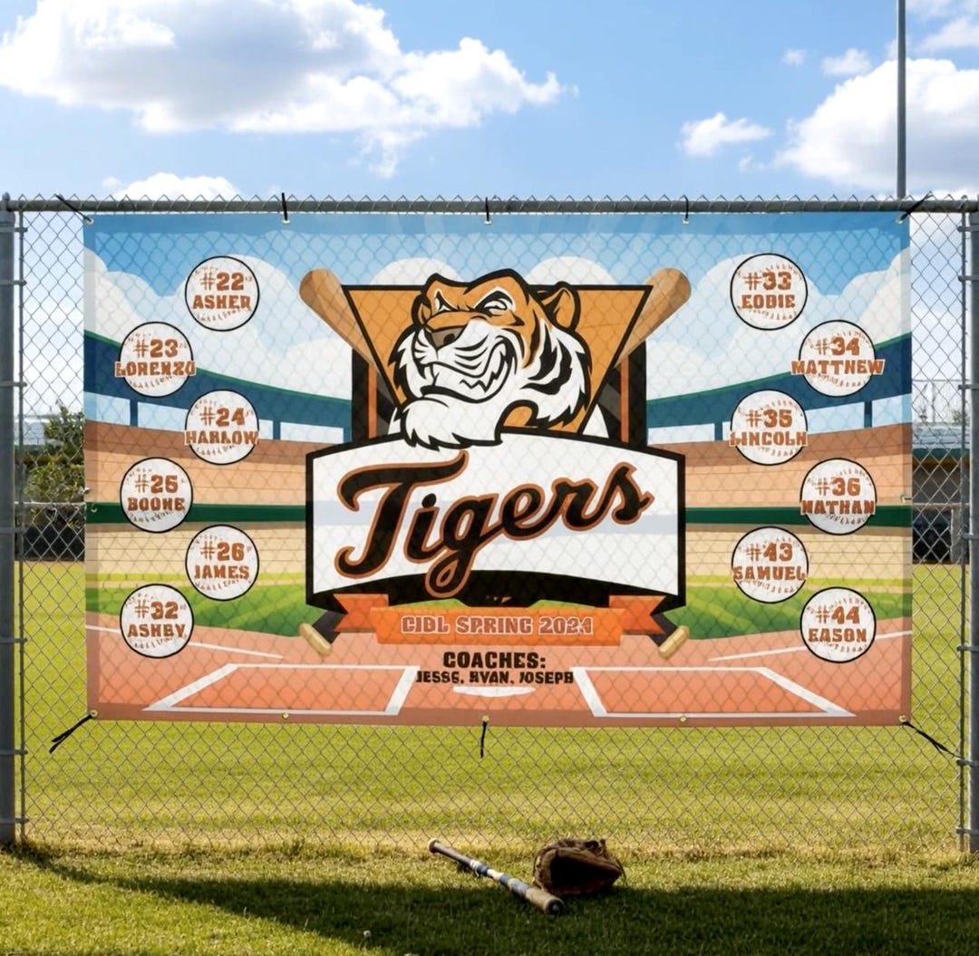 Custom Tigers Baseball Team Vinyl Banner - Etsy