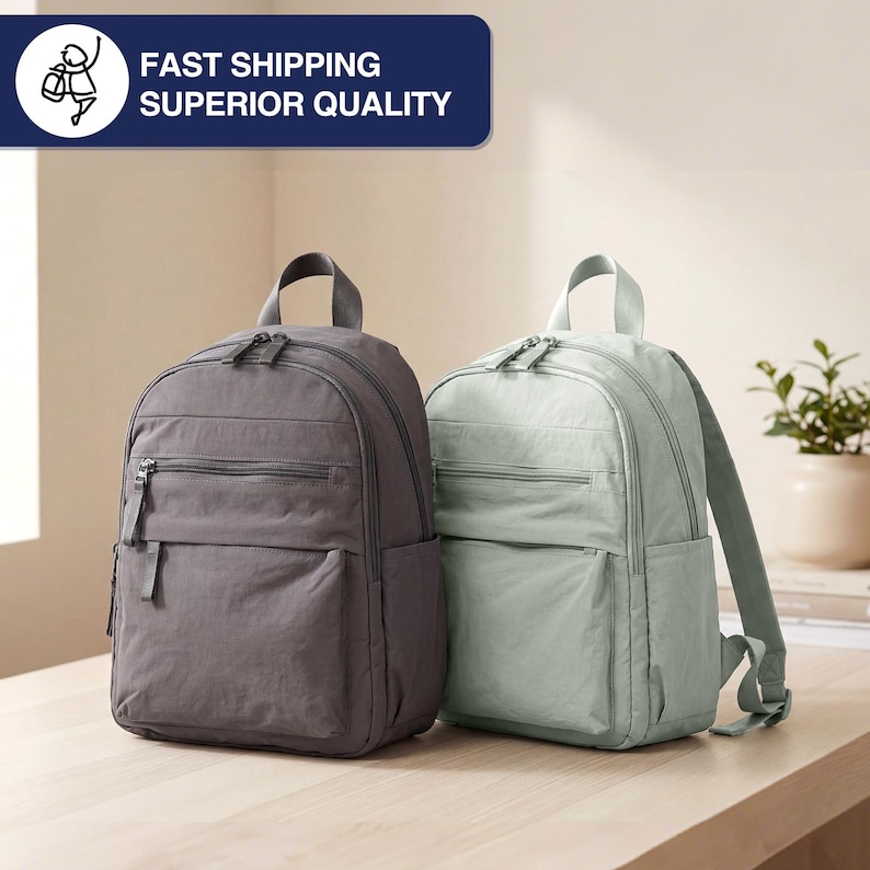 Sage Green Mini Backpack Women Waterproof Nylon Daypack Cute Aesthetic ...